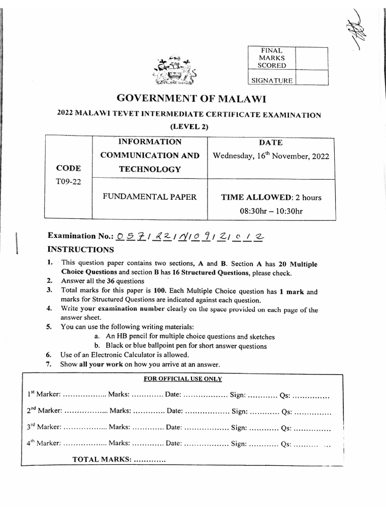 2022 Fundamental Ict Paper | PDF
