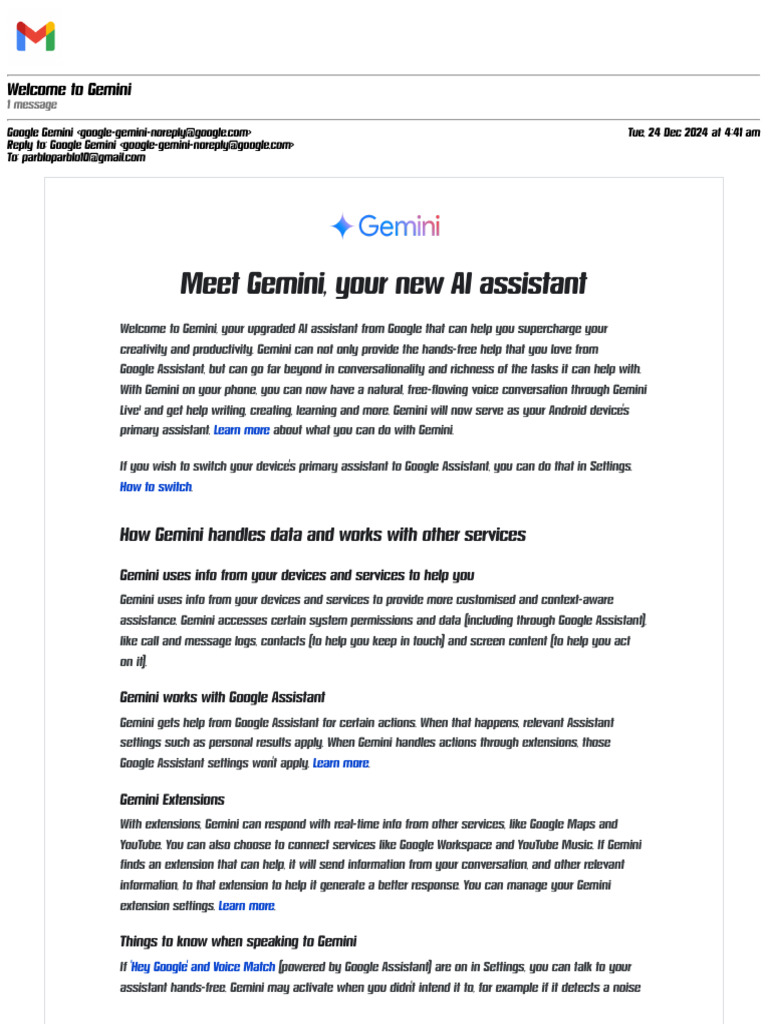 Welcome to Google Gemini AI Assistant | PDF | Mobile Linux | Computing
