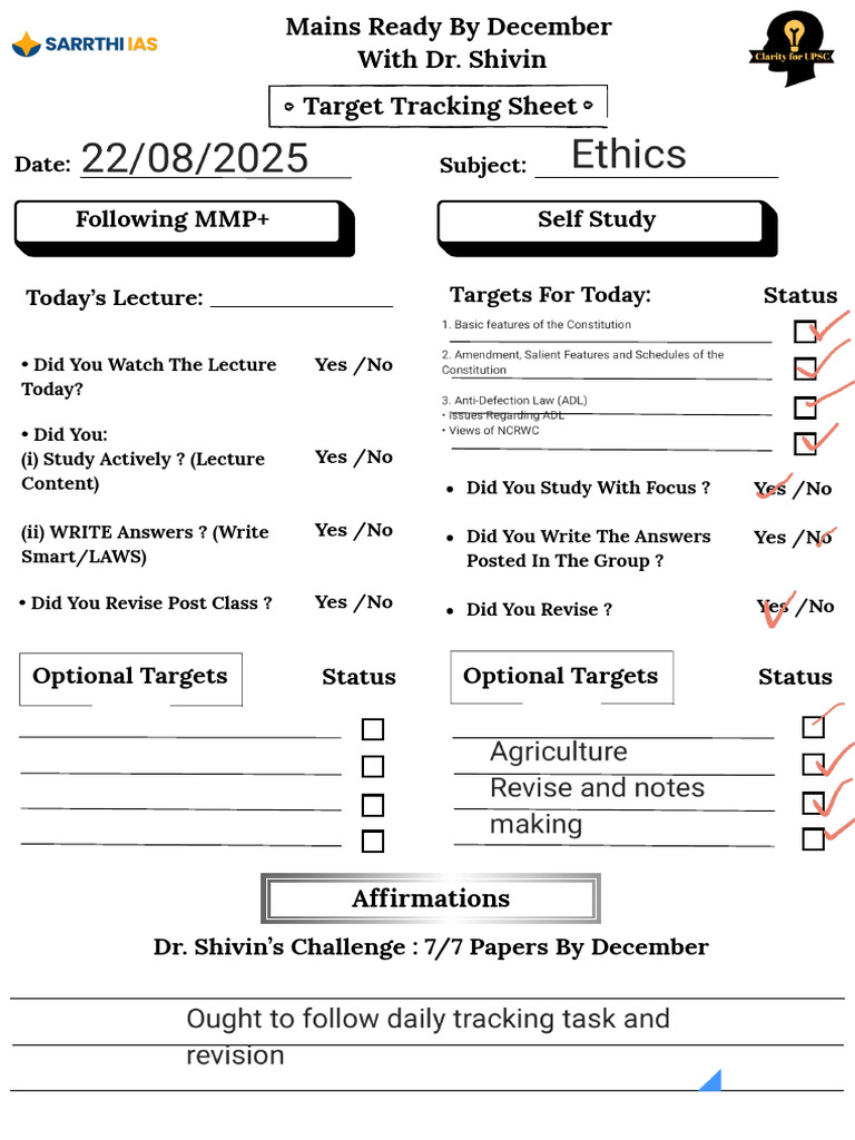 Targets Tracking Sheet 22augs | PDF