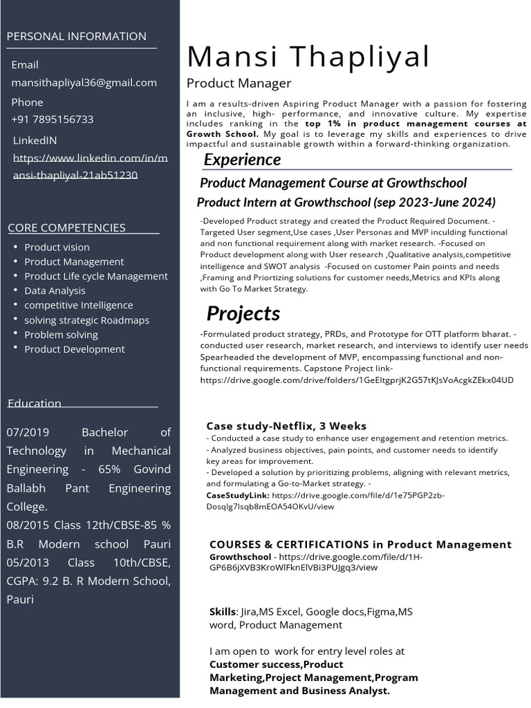 Mansi's Resume 1 | PDF | Business Economics | Business