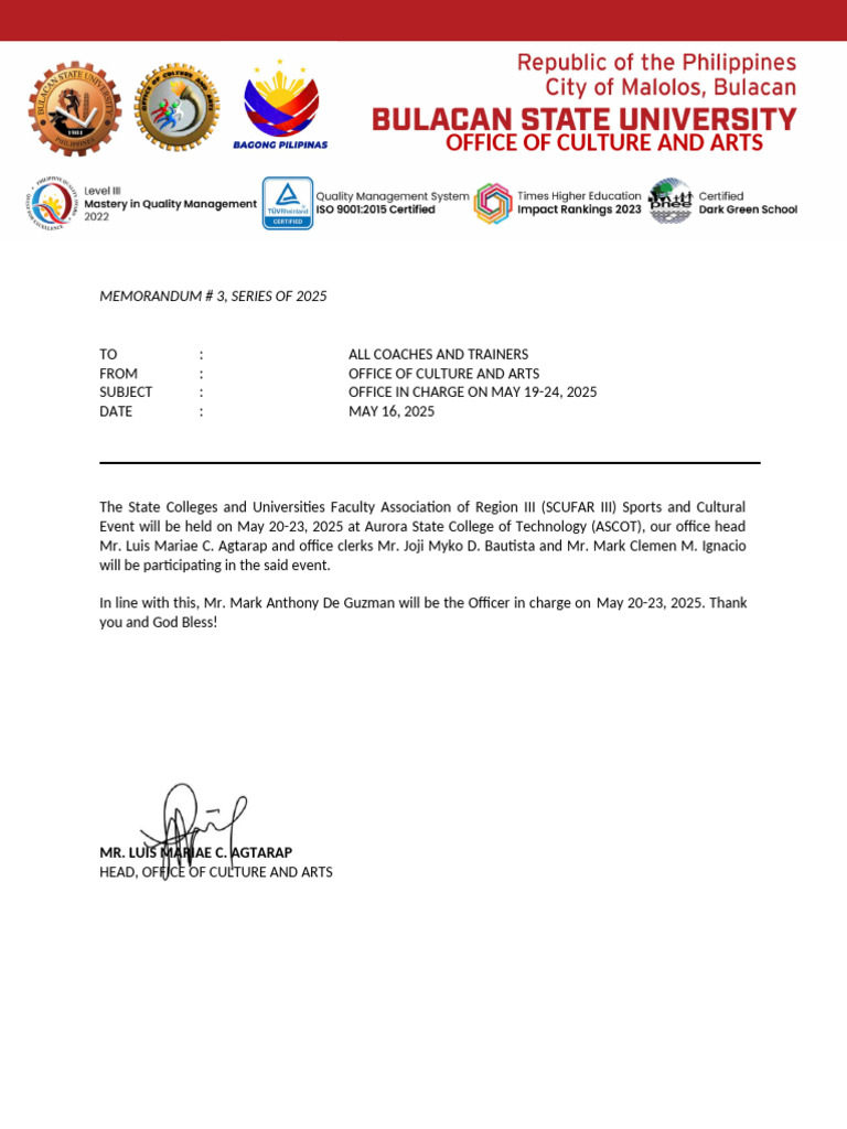 Memorandum Oic | PDF