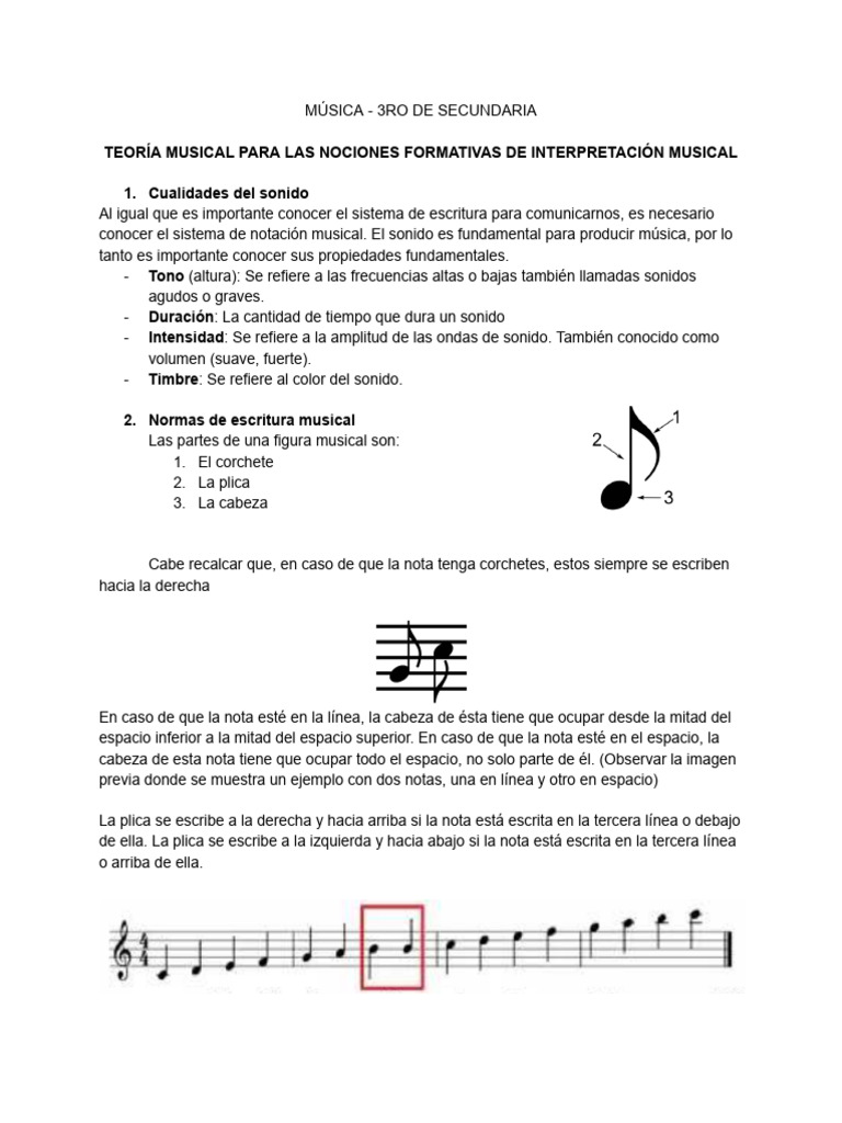Teoría Musical para 3ro Secundaria | PDF