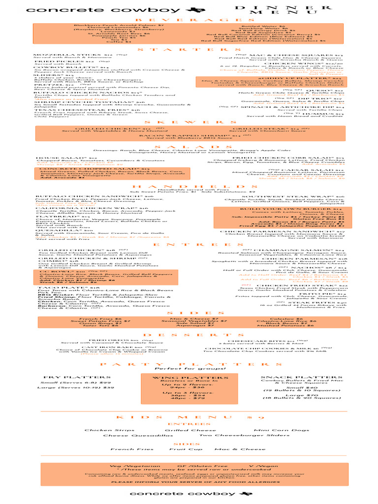 CC Diner Dinner Menu Highlights | PDF | Hamburgers | Salad
