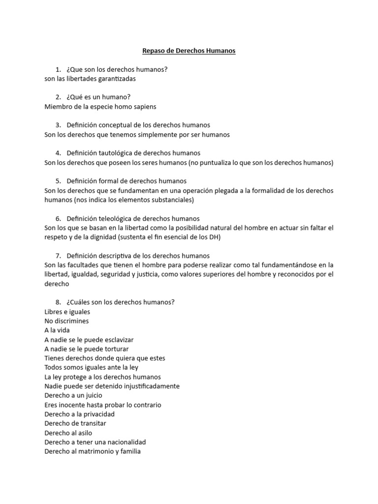 Repaso de Derechos Humanos | PDF | Derechos humanos | Dignidad