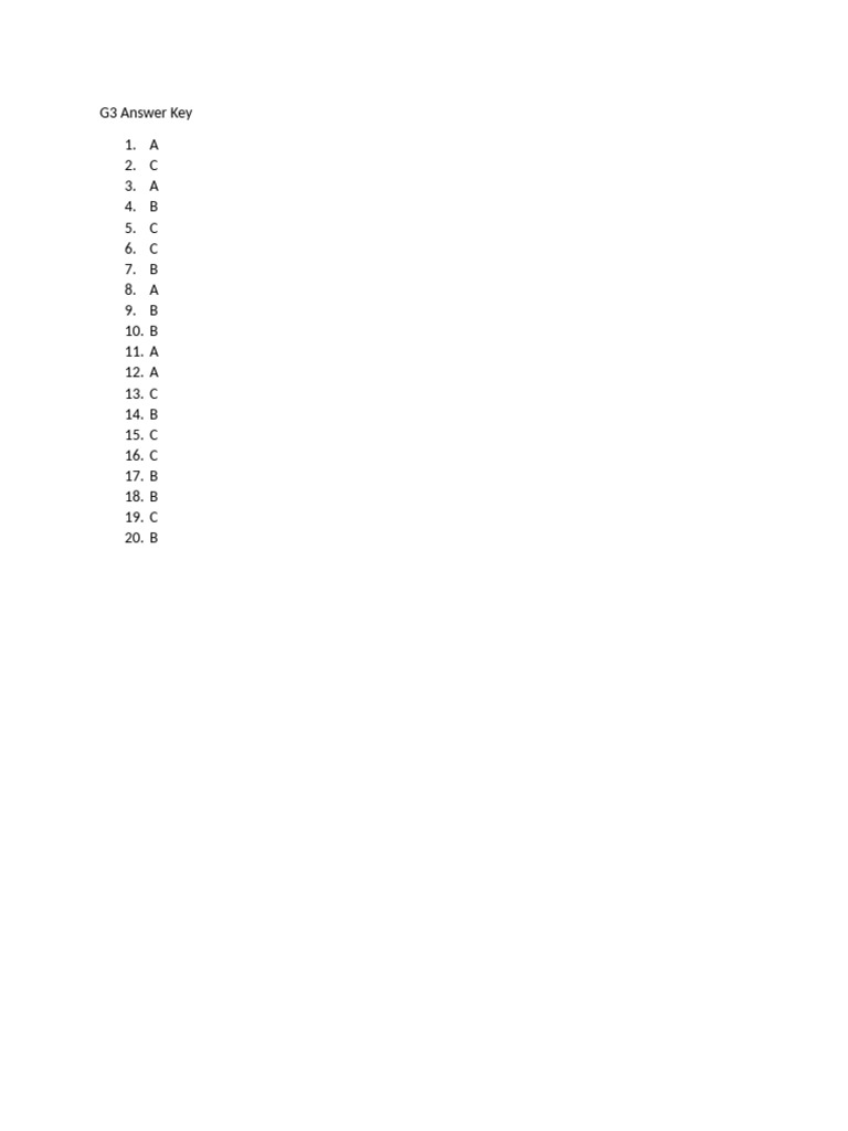 G3 Answer Key | PDF
