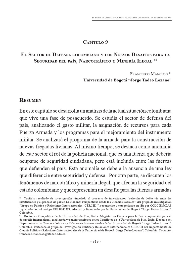 El Sector de Defensa Colombiano y Los Nu | PDF | Colombia | Estado ...