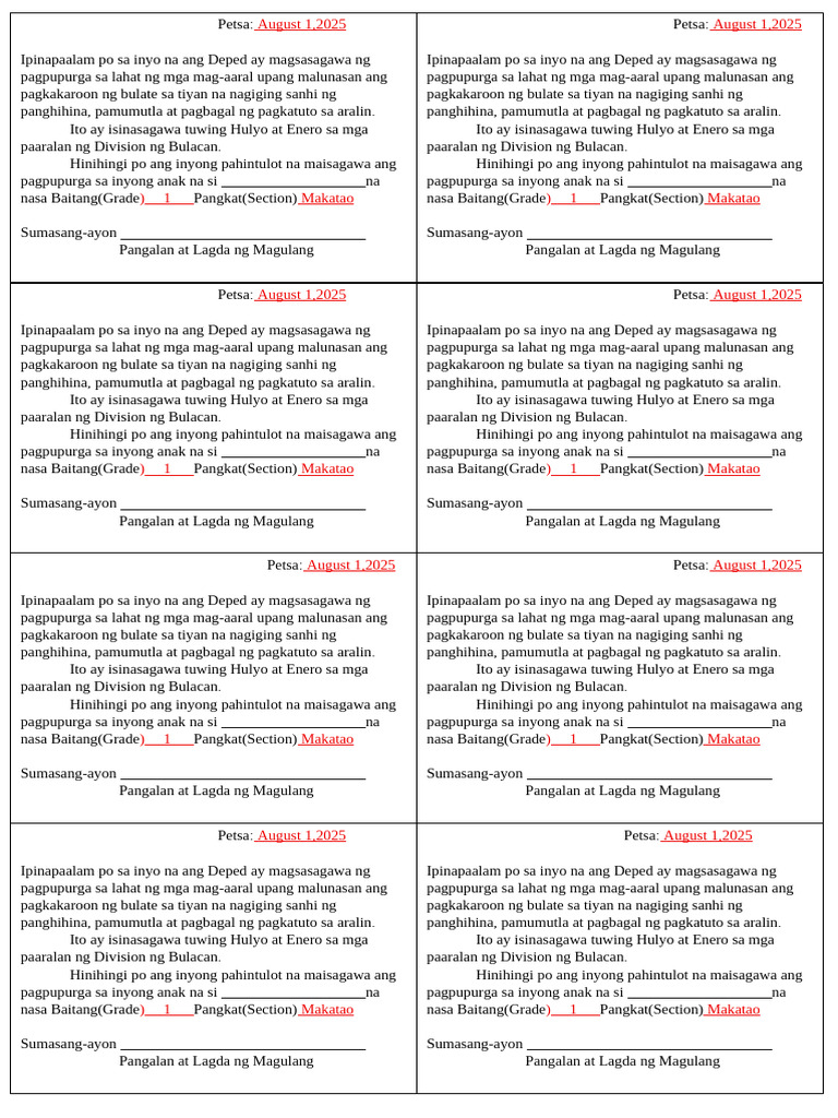 Parent Consent For Deworming | PDF