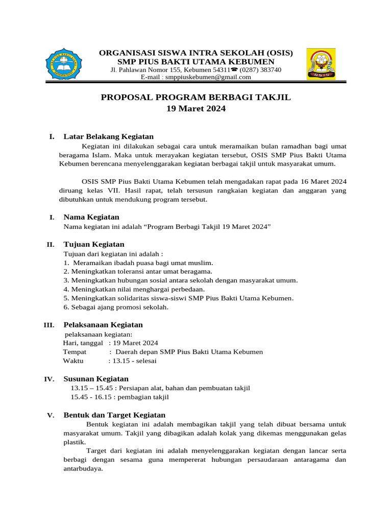 Proposal Program Berbagi Takjil 2024 | PDF