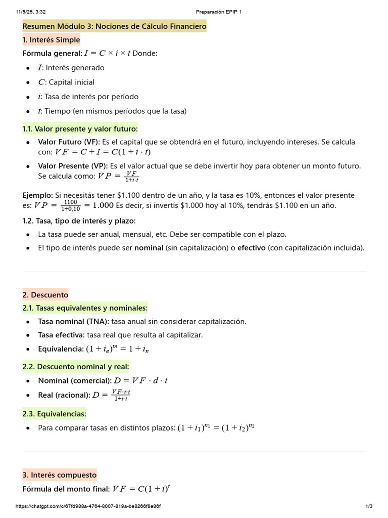 Preparación EPIP 1 | PDF | Interés | Servicios financieros