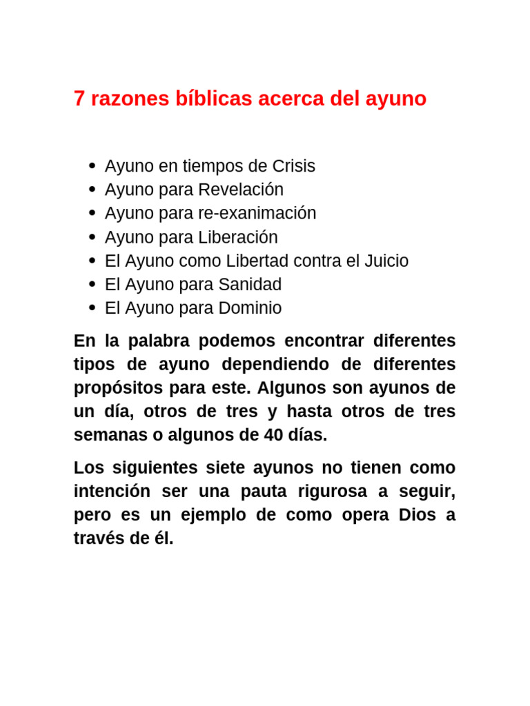 7 Tipos de Ayuno en la Biblia | PDF | Esther | Rápido
