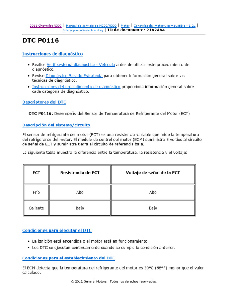DTC P0116 | PDF | Sensor | Red eléctrica