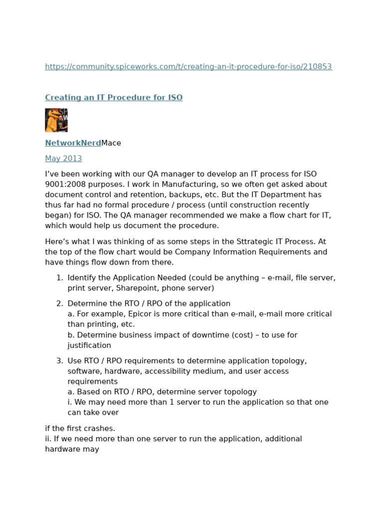 Creating An IT Procedure For ISO | PDF | Public Key Certificate ...