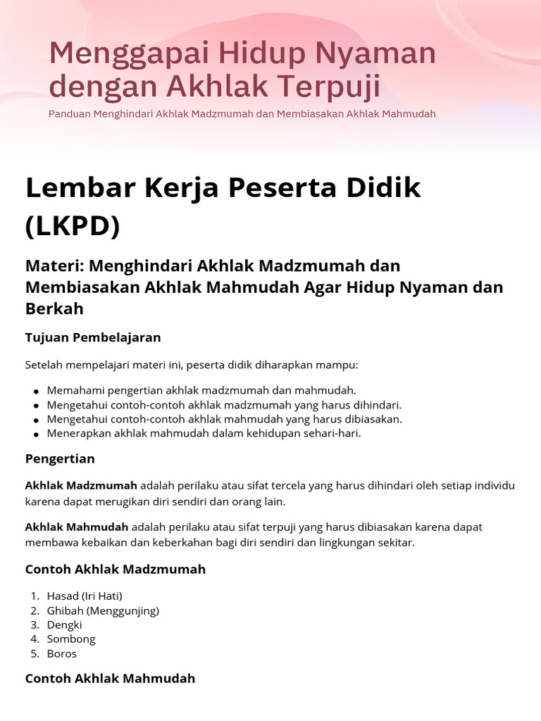 Panduan Akhlak Mahmudah dan Mazmumah | PDF