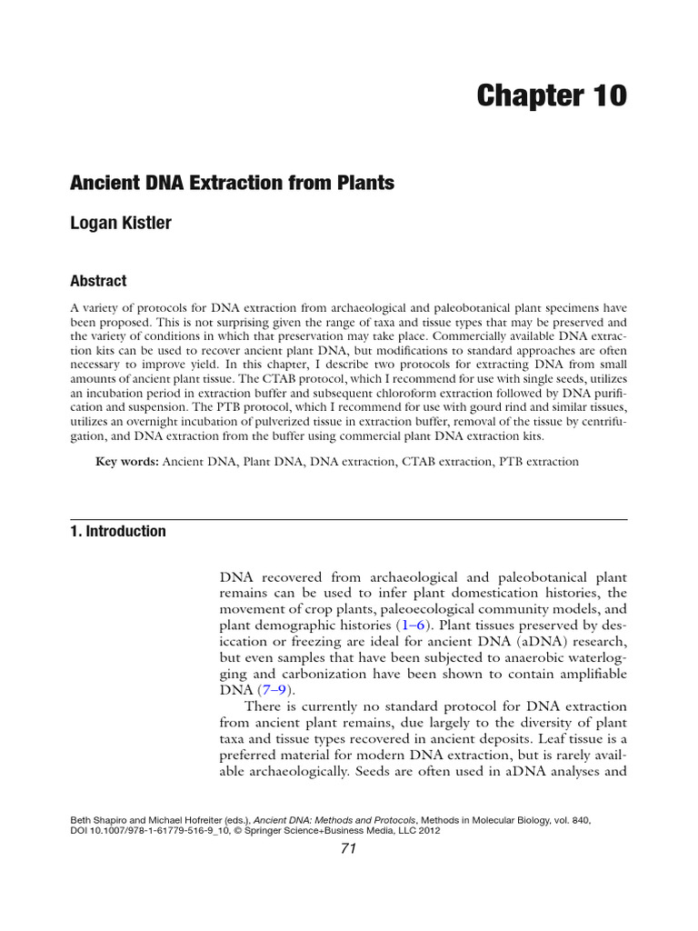 Kistler - 2012 - Ancient DNA Extraction From Plants 1 | PDF | Seed ...