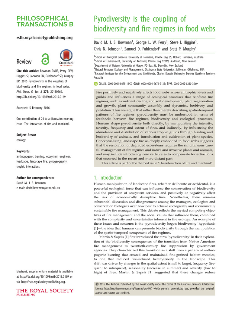 MP! Pyrodiversity is the coupling of biodiversity and fire regimes in ...