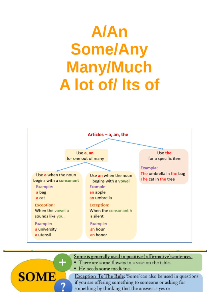 A-An Some-Any Many-Much A Lot of - Lts of | PDF