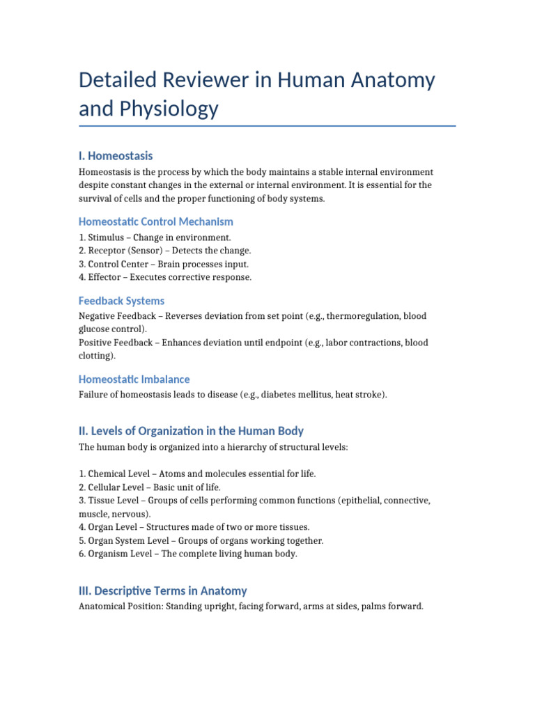 Human Anatomy and Physiology Overview | PDF | Anatomical Terms Of ...