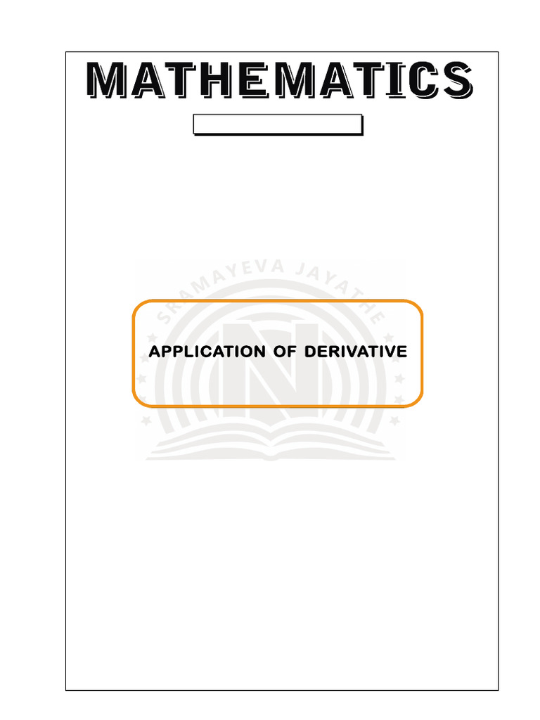 Derivative Applications in JEE Exercises | PDF | Tangent | Function ...