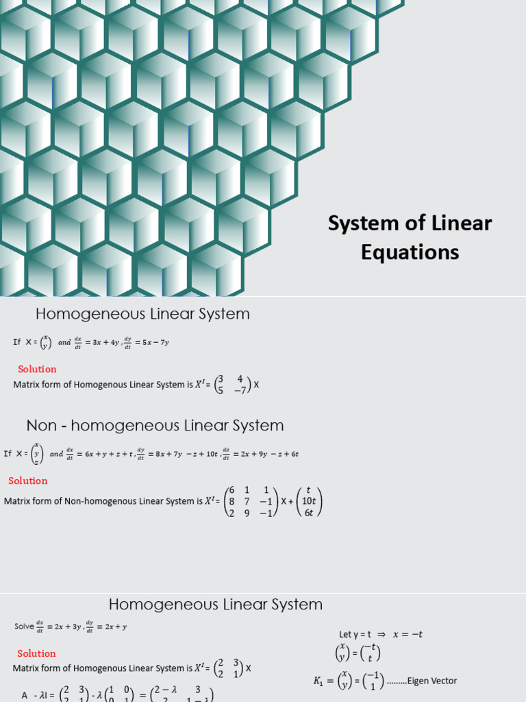 Linear System Equation | PDF | System Of Linear Equations | Eigenvalues And Eigenvectors