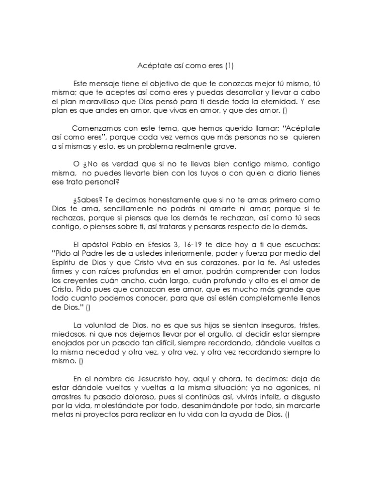 Acéptate Así Como Eres | PDF | Amor | Dios