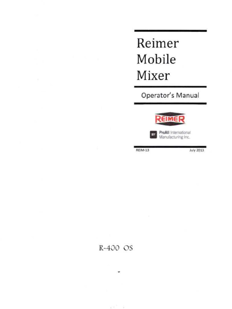 Operators-Manual-R-400-Model REIMER | PDF