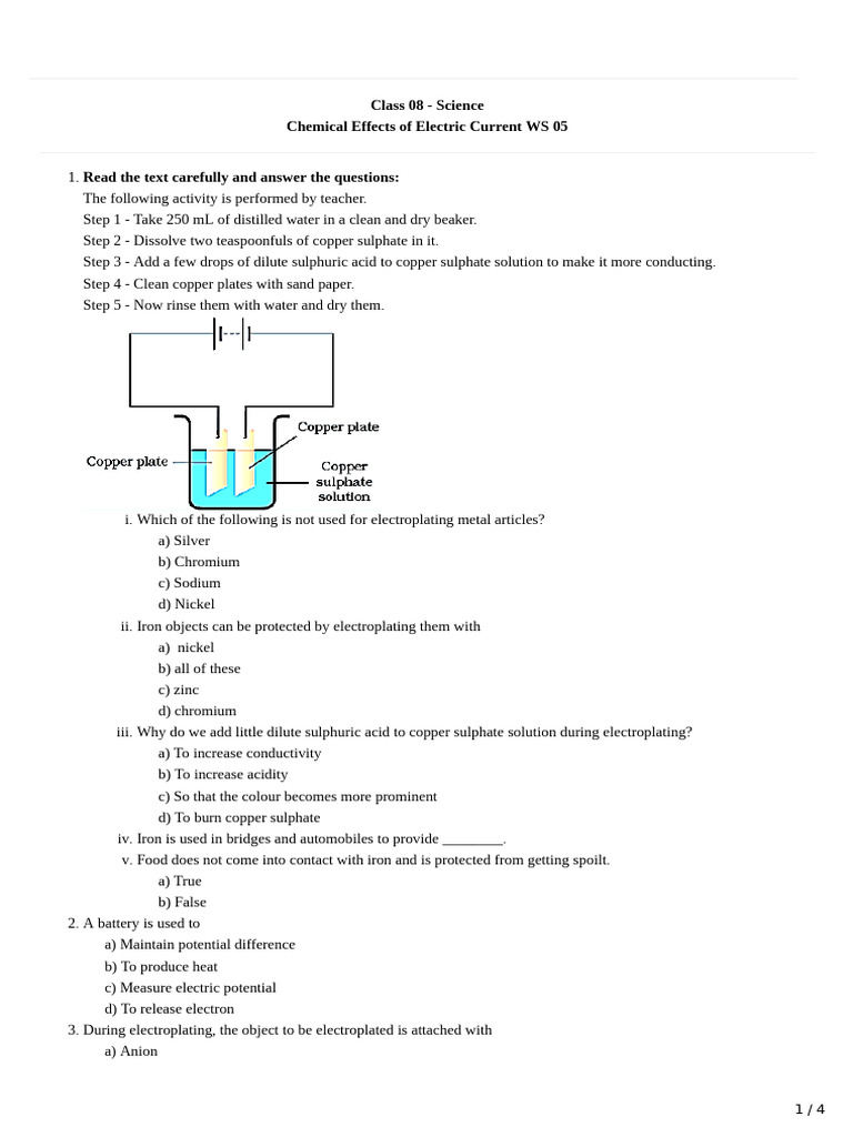 Electroplating with Copper Sulphate | PDF | Anode | Chemical Elements
