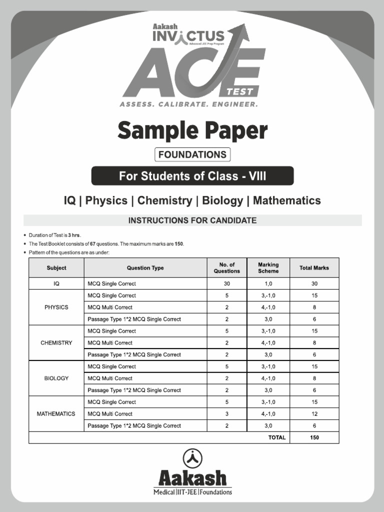Ace 8th Sample Paper | PDF