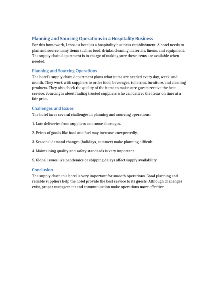 Hospitality Supply Chain Management | PDF