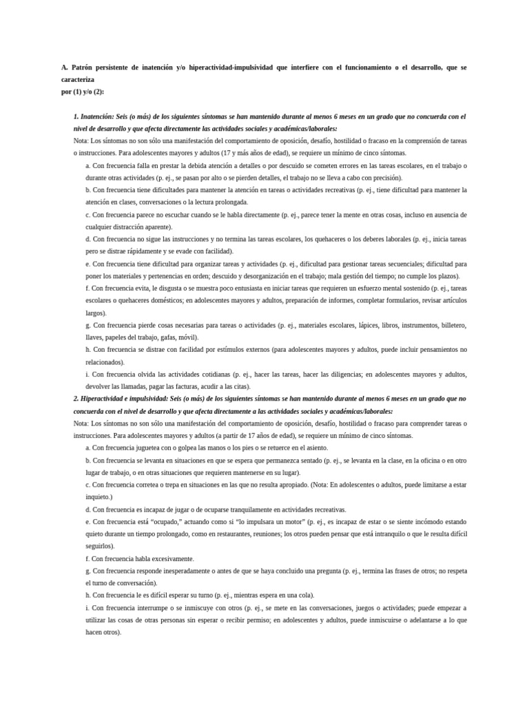 Tdah DSM 5 | PDF | Desorden hiperactivo y deficit de atencion ...