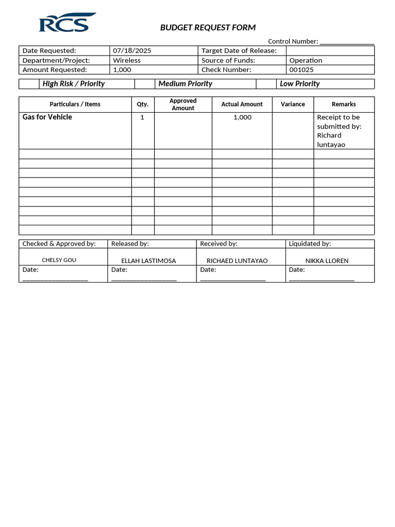 Budget Request Form Rev | PDF
