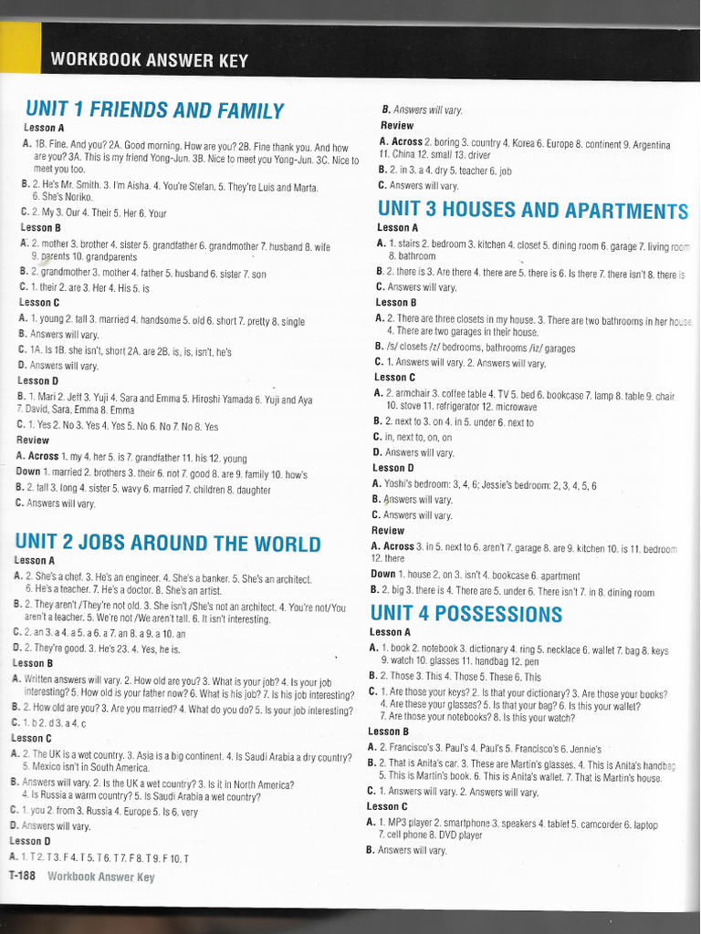 World English Intro Workbook - Answer Key | PDF