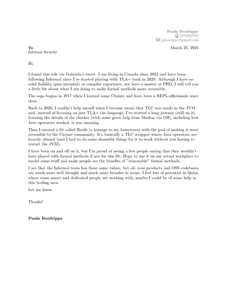 Informal Cover Letter | PDF