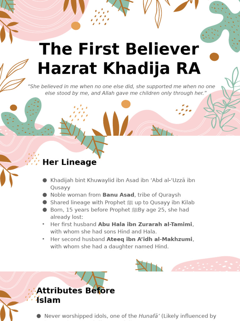 MYN Hazrat Khadija RA | PDF | Abrahamic Religions | Muhammad