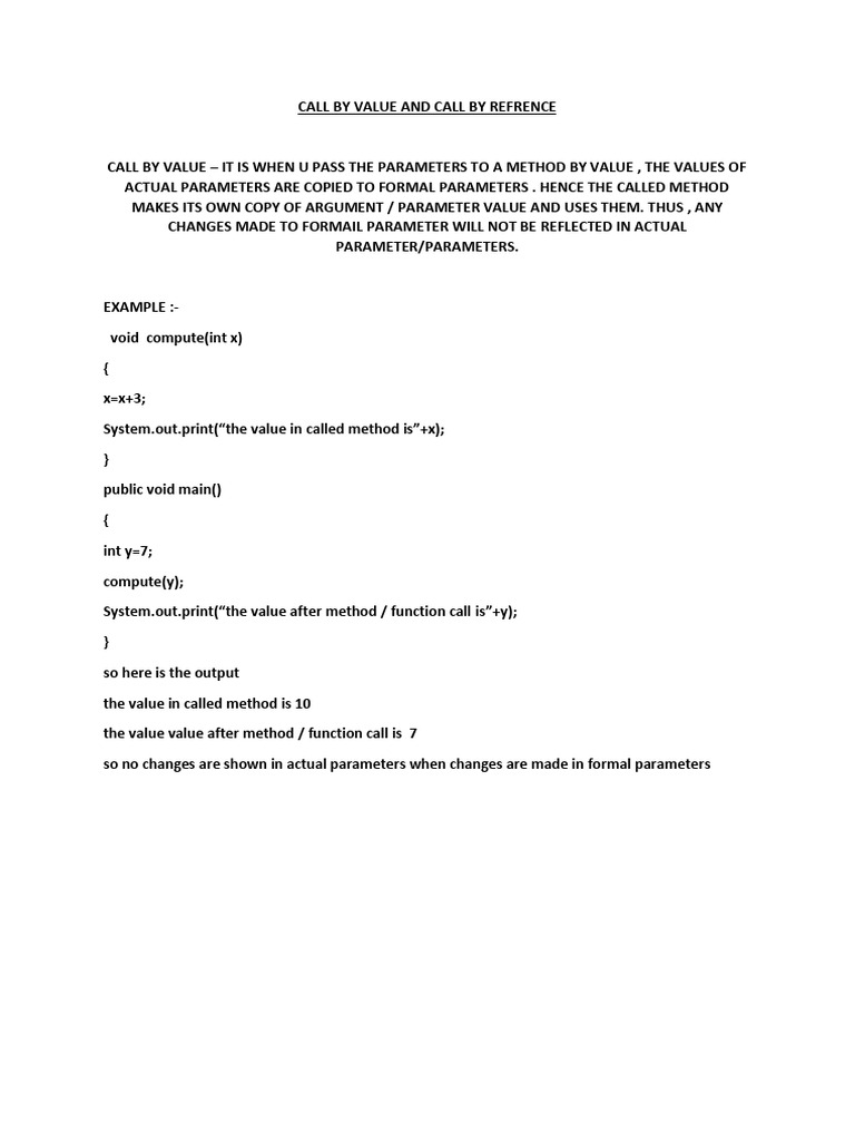 Call by Value vs Call by Reference | PDF