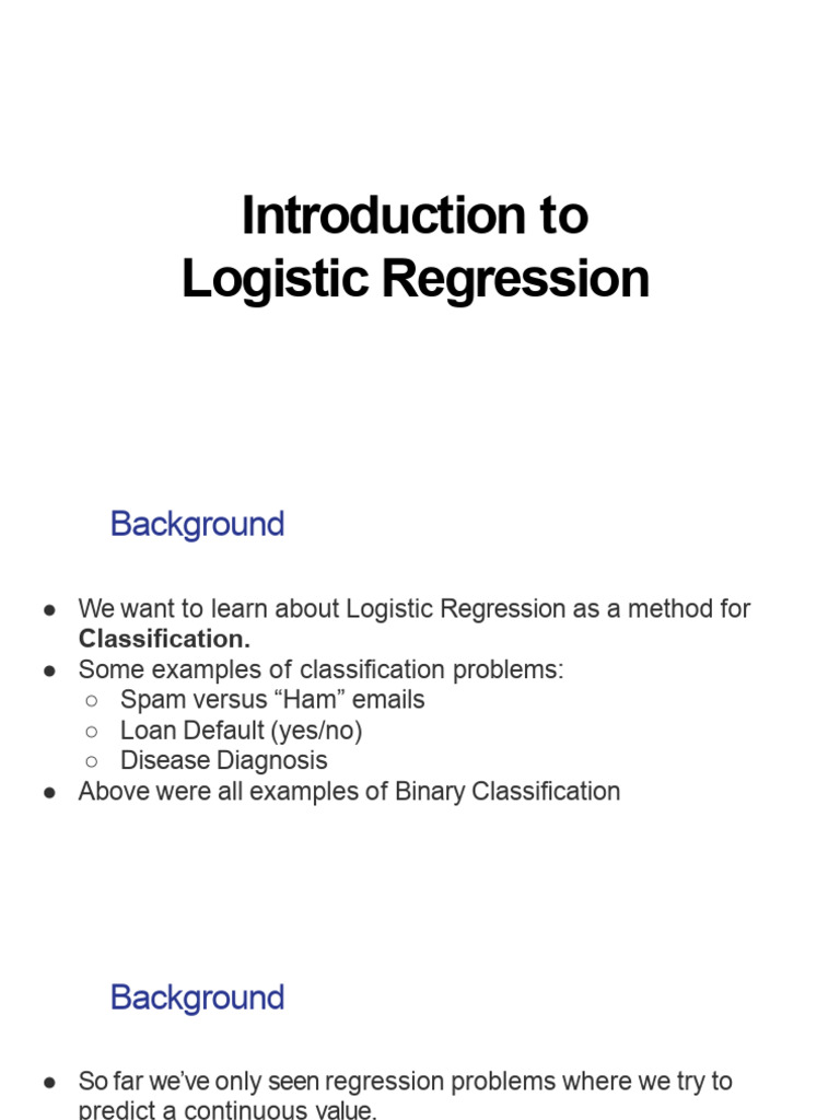 01 - Intro To Logistic Regression - SHORT | PDF | Logistic Regression ...
