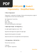 Grade 10 Mathematics - Trigonometry Class Notes | PDF