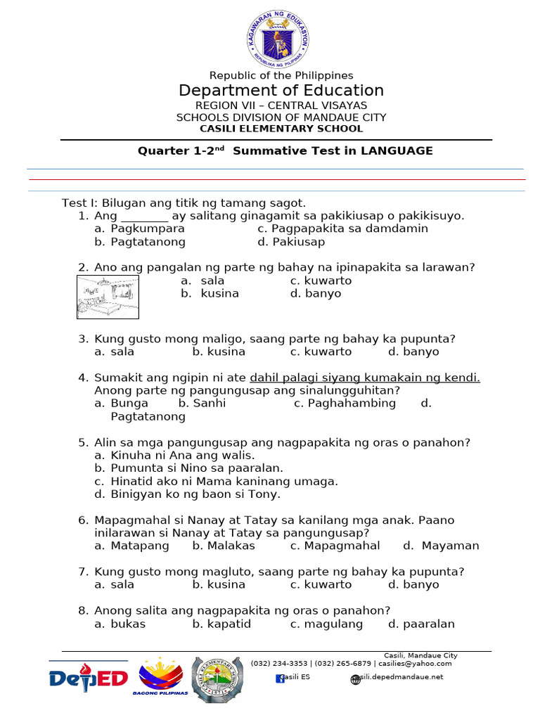 Language - Summative Test 2 | PDF