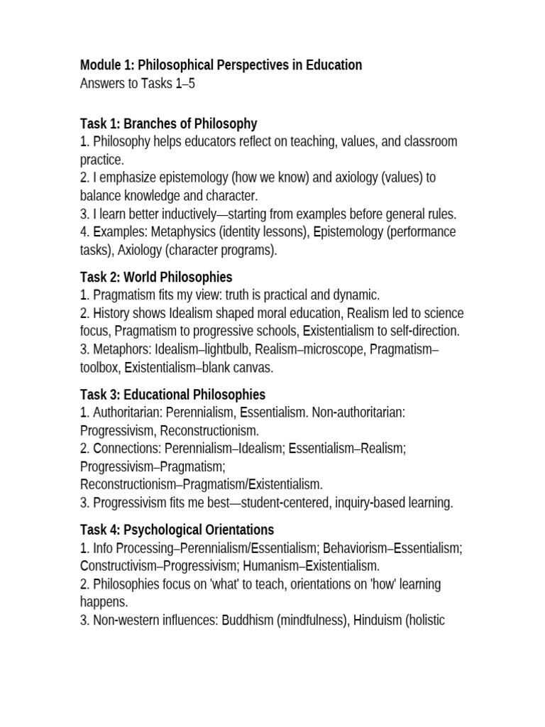 Philosophical Perspectives in Education | PDF
