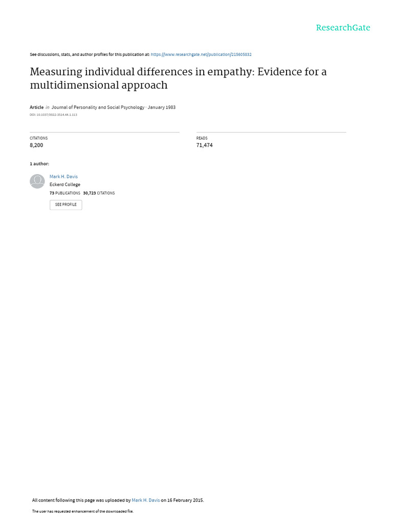 Measuring Individual Differences in Empathy Eviden | PDF