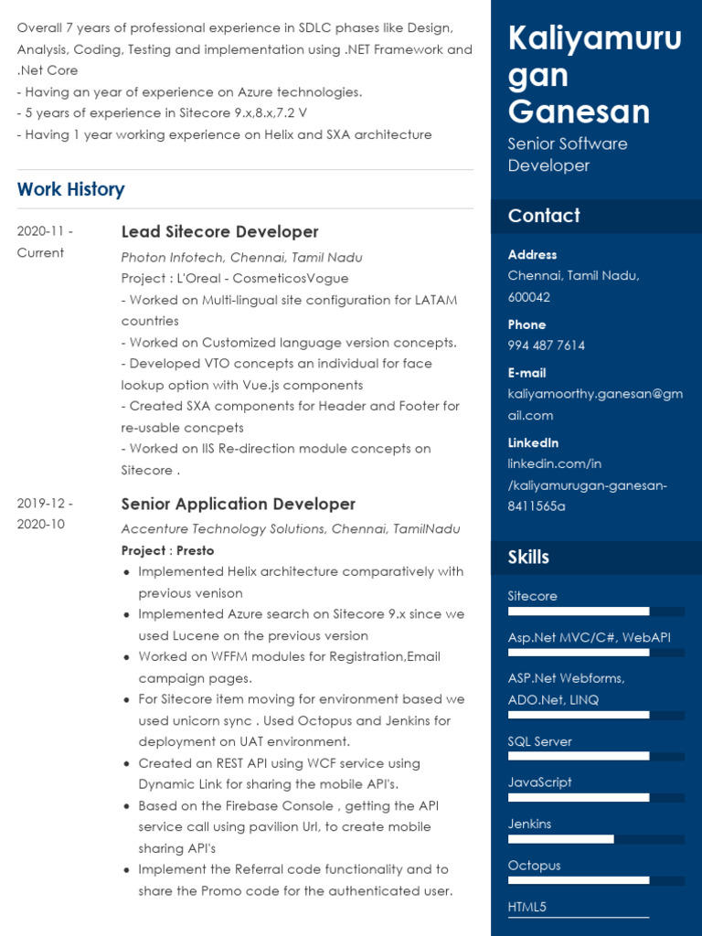 Experienced Sitecore Developer Resume | PDF | Customer Relationship ...