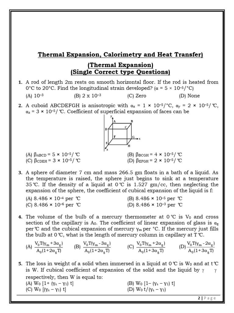 Thermal Expansion of a 2m Rod | PDF | Thermal Expansion | Latent Heat