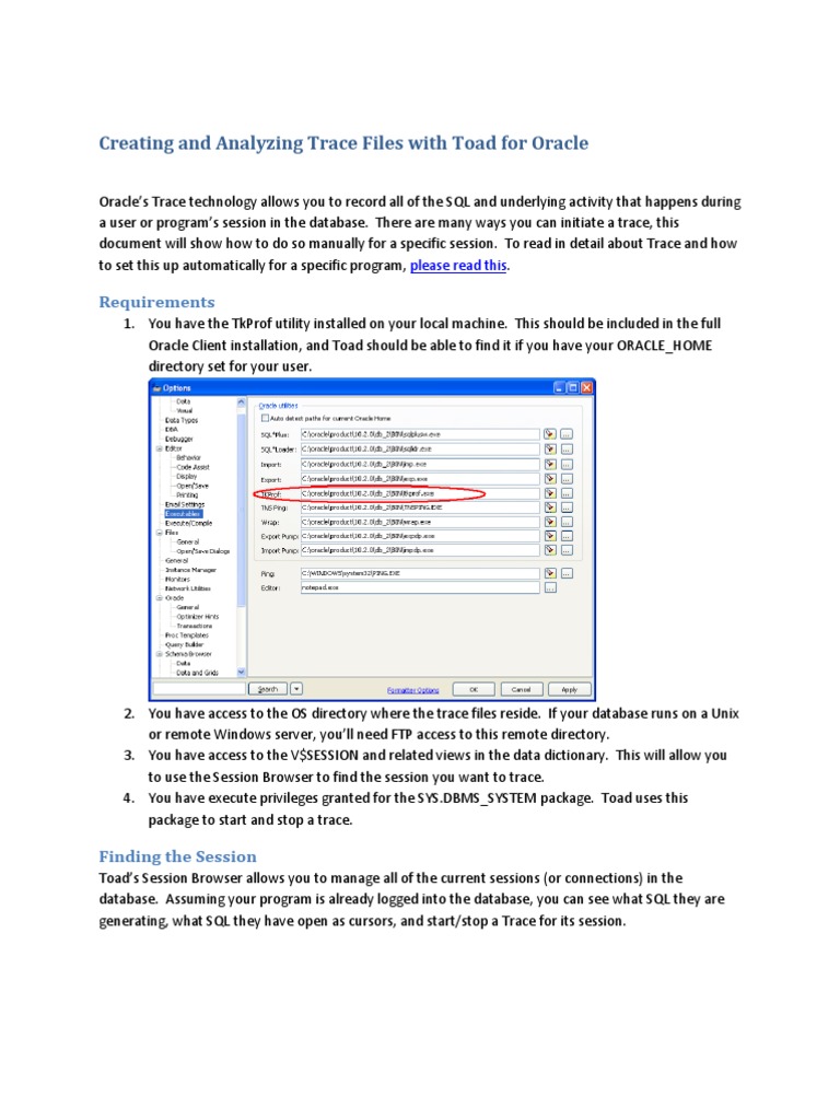 Analyzing Oracle Trace Files with Toad | PDF | Oracle Database | Sql