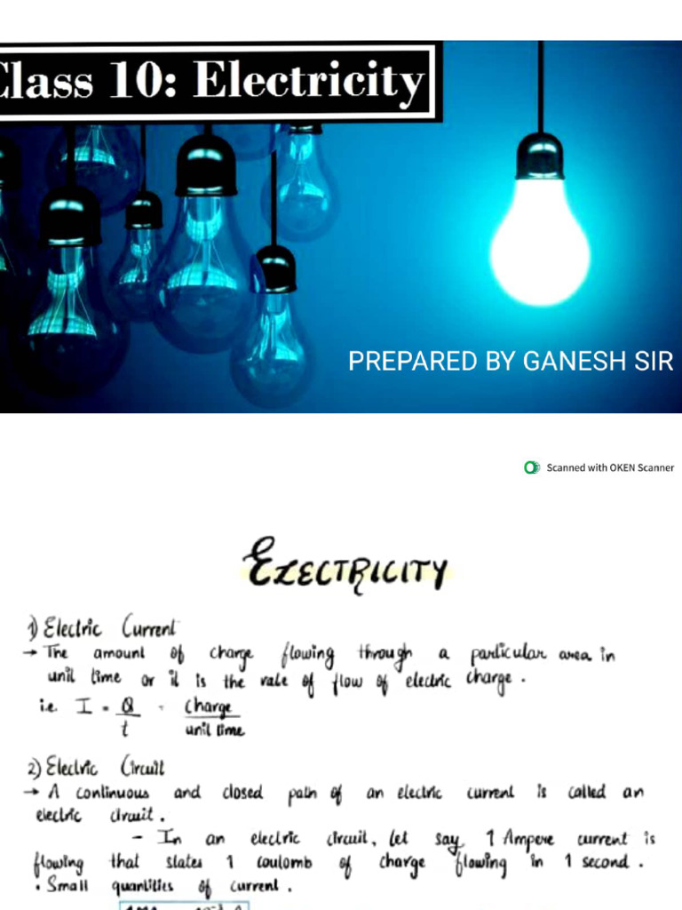 Electricity Class 10 Handwritten by Ganesh Sir | PDF