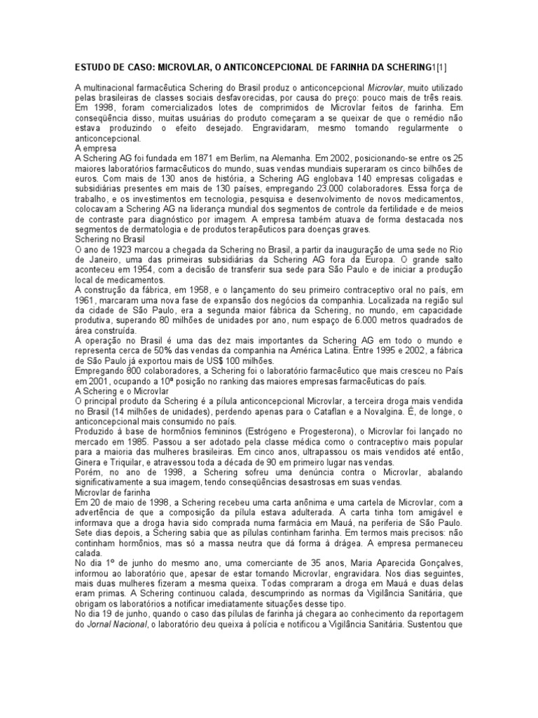 Caso Microvlar | PDF | Anticoncepcionais | Pílula anticoncepcional