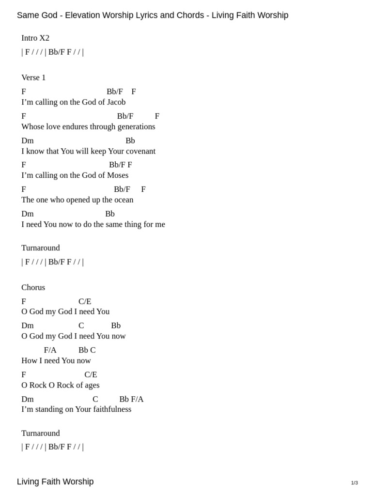 Same God Lyrics and Chords | PDF | Song Structure