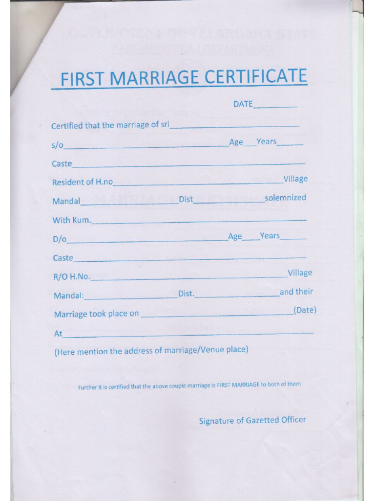 First Marriage Certificate TS | PDF