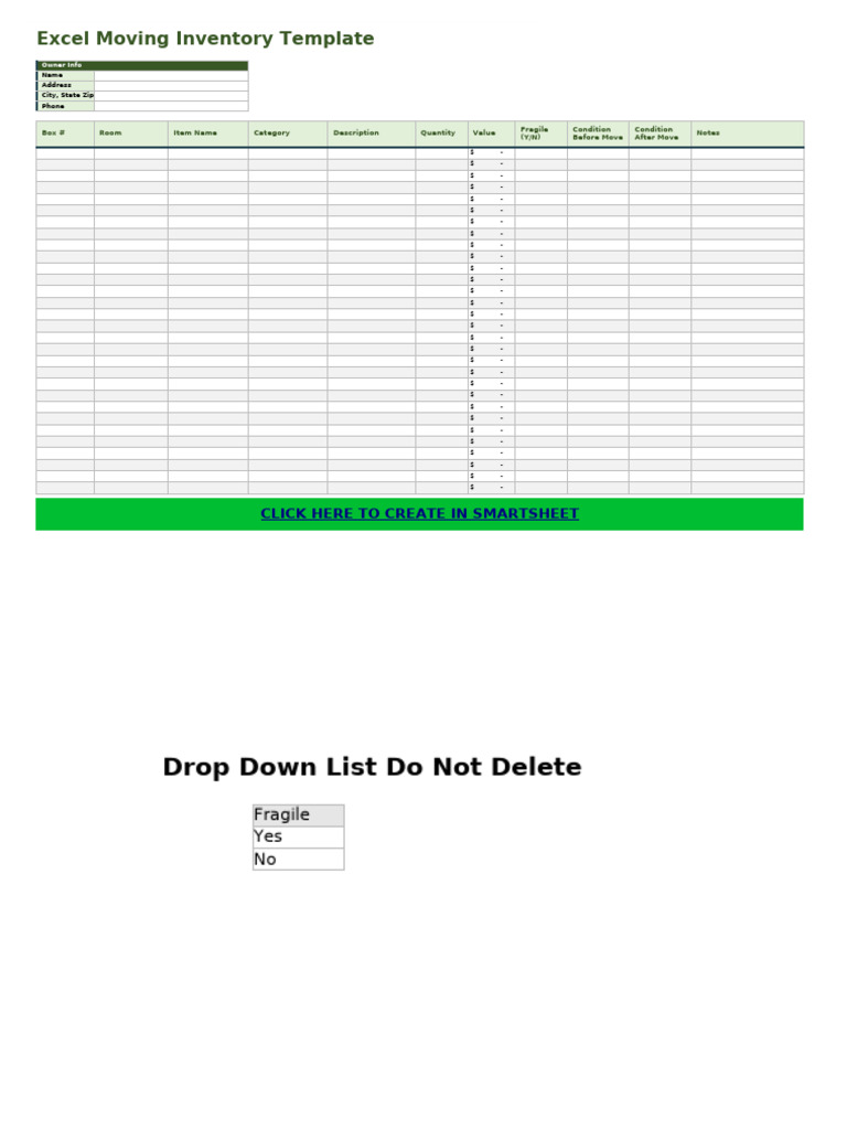 Excel Moving Inventory Template | PDF