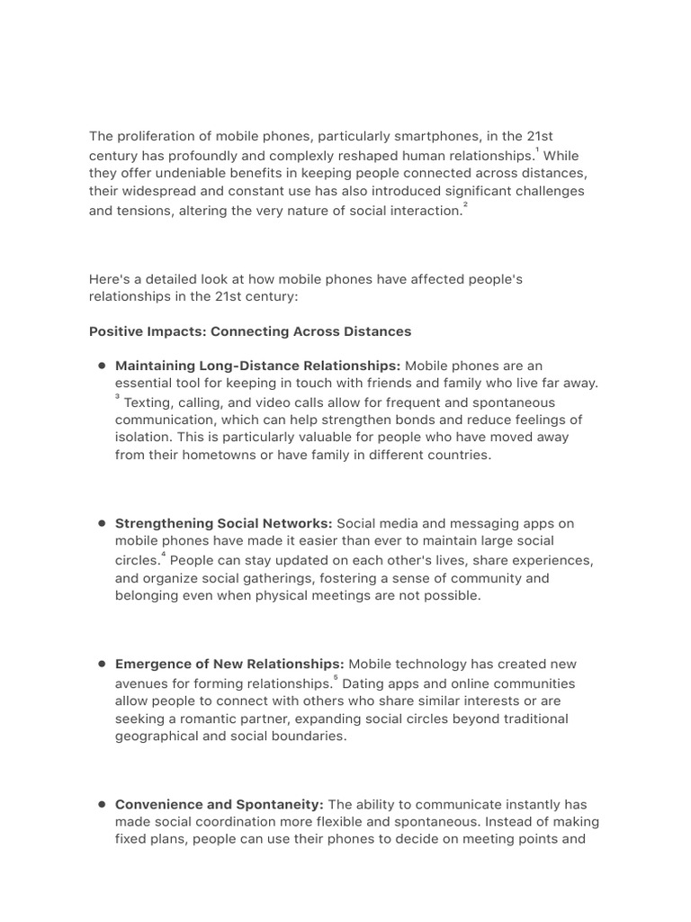 Mobile Phones: Impact on Relationships | PDF | Interpersonal ...