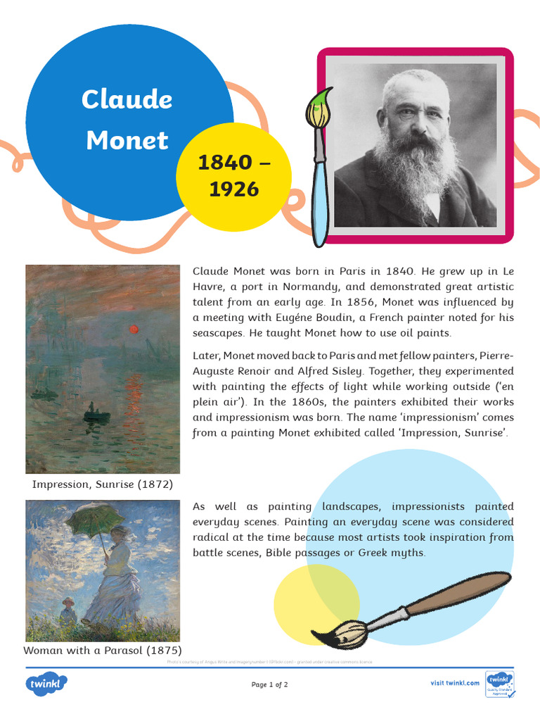 Claude Monet Fact Sheet Ver 4 | PDF | Claude Monet | Impressionism