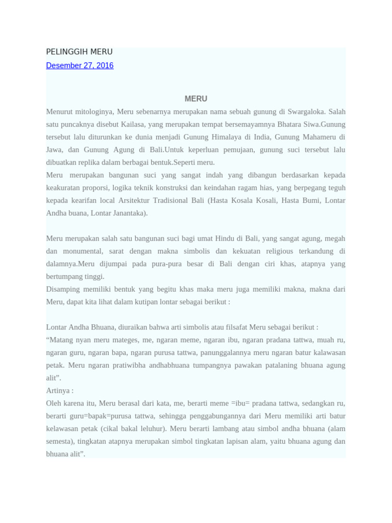 Makna dan Fungsi Pelinggih Meru | PDF